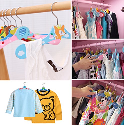 NUOLUX Wooden Hanger for Kids 10Pcs Coat Hangers Random Pattern