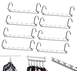 8 pcs space saving hangers magic hangers metal heavy duty hooks closet clothing hanger organizer, 10 inch