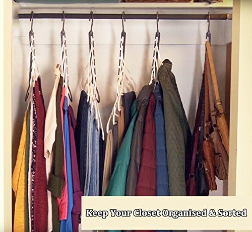 8 Pcs Space Saving Hangers Magic Hangers Metal Heavy Duty Hooks Closet Clothing Hanger Organizer, 10 inch