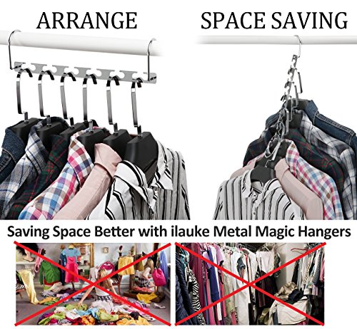 8 Pcs Space Saving Hangers Magic Hangers Metal Heavy Duty Hooks Closet Clothing Hanger Organizer, 10 inch