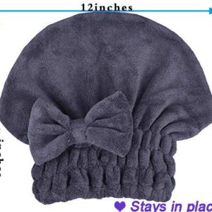 MAYOUTH Microfiber Hair Drying Towels Head wrap with Bow-knot Shower Cap Hair Turban hairWrap Bath Cap For Curly Long & Wet Hair gift for women 2pack