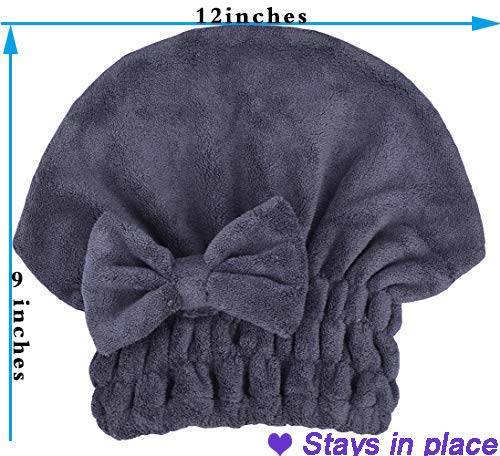 MAYOUTH Microfiber Hair Drying Towels Head wrap with Bow-knot Shower Cap Hair Turban hairWrap Bath Cap For Curly Long & Wet Hair gift for women 2pack