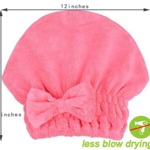 MAYOUTH Microfiber Hair Drying Towels Head wrap with Bow-knot Shower Cap Hair Turban hairWrap Bath Cap For Curly Long & Wet Hair gift for women 2pack