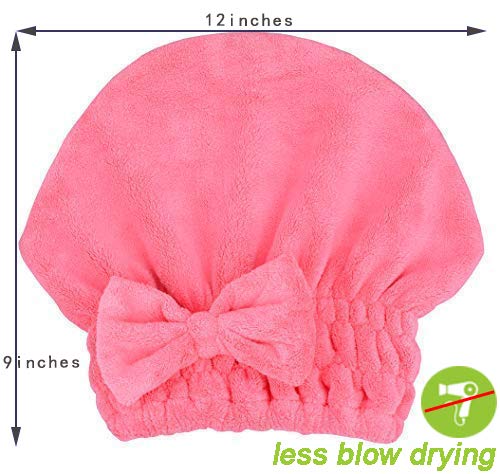 MAYOUTH Microfiber Hair Drying Towels Head wrap with Bow-knot Shower Cap Hair Turban hairWrap Bath Cap For Curly Long & Wet Hair gift for women 2pack