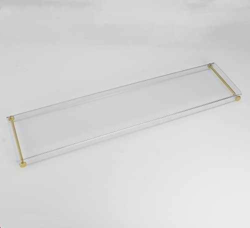 Bathtub Tray Tub Rack - Clear Acrylic Tray Tub Shelf with Gold Rails to Hold Book, Phone, Candle, Wine & Tablet - Waterproof Caddy Bathroom Accessories, Luxury Gifts for Women, Beelee BA0011G