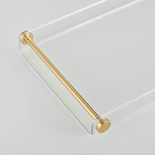 Bathtub Tray Tub Rack - Clear Acrylic Tray Tub Shelf with Gold Rails to Hold Book, Phone, Candle, Wine & Tablet - Waterproof Caddy Bathroom Accessories, Luxury Gifts for Women, Beelee BA0011G