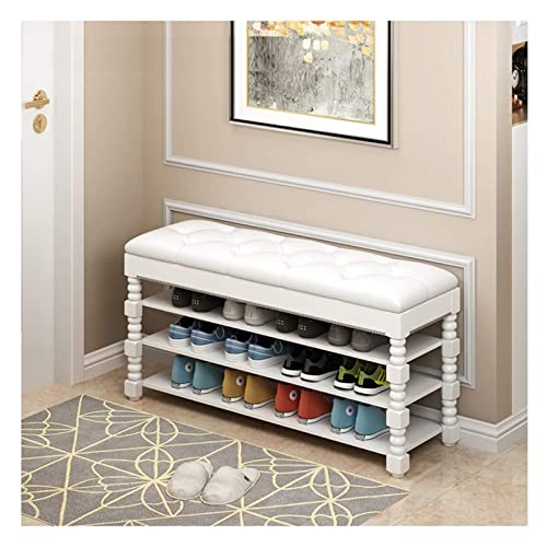 ALDEPO Shoe Cabinet Retro Home Shoe Cabinet Changing Stool Shoe Cabinet with Solid Wood seat Wardrobe Bench flip Design Storage Shelf PU Leather Quick Assembly Living Room Bathroom Hotel can