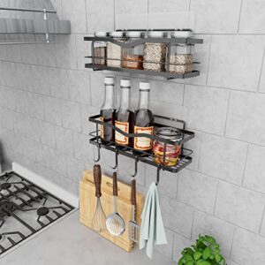 MZF 2-Pack Shower Caddy, No Drilling Adhesive Shower Shelf, Rustproof Stainless Steel Bathroom Shower Organizer Storage, Shower Shelf for Inside Shower & Kitchen Storage, Black