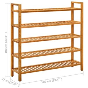 vidaXL Solid Wood Oak Shoe Rack Wooden Garden Home Indoor Clothing Wardrobe Storage Rack Organizer Stand Furniture with 5 Shelves 39.4"