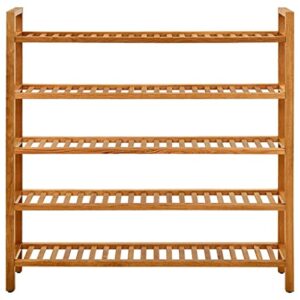 vidaXL Solid Wood Oak Shoe Rack Wooden Garden Home Indoor Clothing Wardrobe Storage Rack Organizer Stand Furniture with 5 Shelves 39.4"