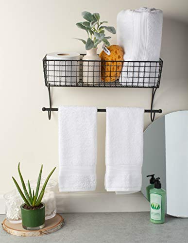 DII Rustic Farmhouse Bathroom Décor, Metal Storage, Large Towel Bar, Black