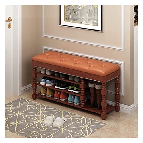 ALDEPO Shoe Cabinet Retro Home Shoe Cabinet Changing Stool Shoe Cabinet with Solid Wood Seat Wardrobe Bench Flip Design Storage Shelf PU Leather Quick Assembly Living Room Bathroom Hotel Can