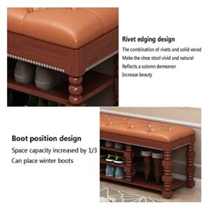 ALDEPO Shoe Cabinet Retro Home Shoe Cabinet Changing Stool Shoe Cabinet with Solid Wood Seat Wardrobe Bench Flip Design Storage Shelf PU Leather Quick Assembly Living Room Bathroom Hotel Can