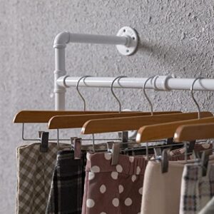 YLFAHXP Industrial Pipe Clothes Rack, Heavy Duty Detachable Wall Mounted Iron Garment Bar, Multi-purpose Clothing Rack Hanging Rod Organizer for Closet Storage (White)