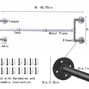 YLFAHXP Industrial Pipe Clothes Rack, Heavy Duty Detachable Wall Mounted Iron Garment Bar, Multi-purpose Clothing Rack Hanging Rod Organizer for Closet Storage (White)