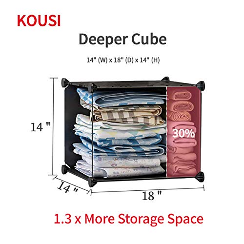 KOUSI Portable Wardrobe Closets 14"x18" Depth Cube Storage, Bedroom Armoire, Storage Organizer with Doors, 25 Doors, Black