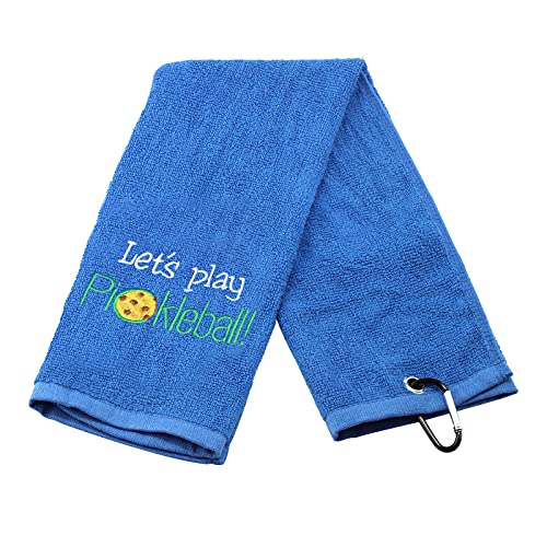 Pickleball Towel I'd Rather Be Playing Pickleball Embroidered Sports Teem Hand Towel Gift for Pickleball Player (Let's Play Pickleball)