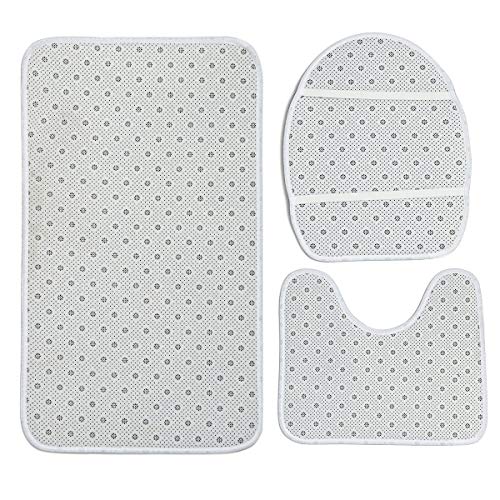 Bathroom Rugs Mat Sets 3 Piece, Retro Get-Naked Ombre Abstract Grey Bath Shower Rugs with U-Shaped Contour Toilet Mat Non Slip Absorbent Bathtub Runner Rugs Floor Mats