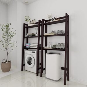 TINKLE WELL Toilet Storage, 3-Tier Bathroom Organizer Rack with Adjustable Bottom Bar, Space Saver, Brown, 65'' x 25.6'' x 12.2''