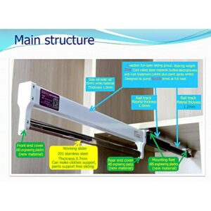 500mm/19.7'' Pull-Out Closet Valet Rod Adjustable Wardrobe Clothing Rail Top Mount Wardrobe Hanger Rack Bar Ball Bearing Slide Heavy Duty