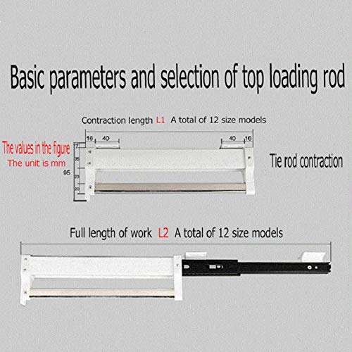 500mm/19.7'' Pull-Out Closet Valet Rod Adjustable Wardrobe Clothing Rail Top Mount Wardrobe Hanger Rack Bar Ball Bearing Slide Heavy Duty