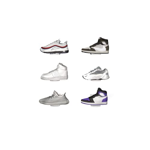 PMMAZX Floating Shoe Display Set of 6 for Wall Mount, Acrylic Shoe Shelf for Wall is Used for Shoe Display or Shoe Box, Suitable for Shoe Wall Shelf in Living Room, Bedroom, Shop (Transparent, Round)