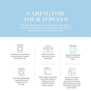 White Classic Luxury Hand Towels | 6 Pack Luxury Cotton Washcloths | 12 Pack Bundle (Light Blue)