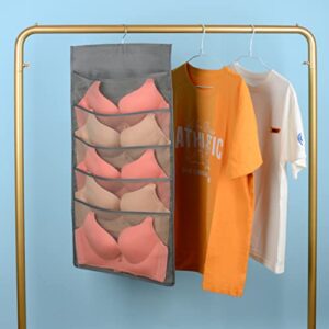 Lirex Closet Hanger Organizer with 10 Pockets, 1 Pack Foldable Underwear Hanging Organizer Bra Storage Oxford Cloth Universal Fit Closet Space Saver for Family Bedroom