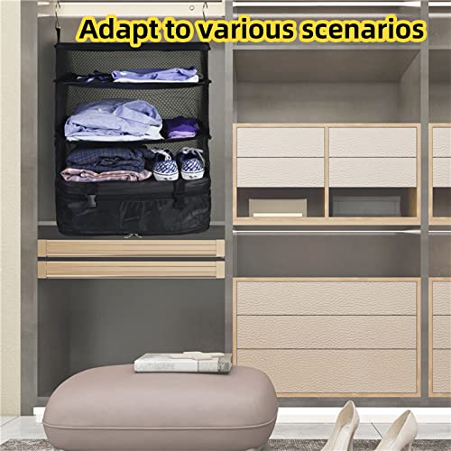 Jaugufiy Hanging Closet Storage Bag Multi-layer Hanging Travel Shelves Suitcase Foldable Hanging Packing Cubes Suitcase Storage Bag for Travel for Wardrobe