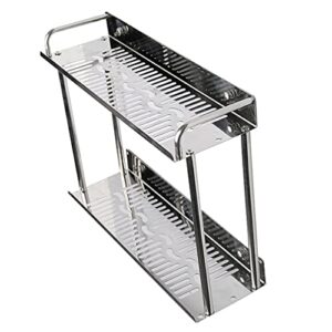 2 tiers rectangular wall storage shelf stainless steel toilet organizer multipurpose bathroom shelves durable bath accessory