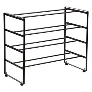 richards homewares freestanding shoe rack, 4-tier holds upto 12-pair, matte black