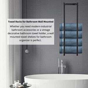 Bathroom Towel Rack Wall Mounted, Towel Racks for Bathroom, Towel Racks Storage for Bathroom Towel Storage Holders Wall for Rolled Bath Towel Black