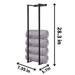 Bathroom Towel Rack Wall Mounted, Towel Racks for Bathroom, Towel Racks Storage for Bathroom Towel Storage Holders Wall for Rolled Bath Towel Black