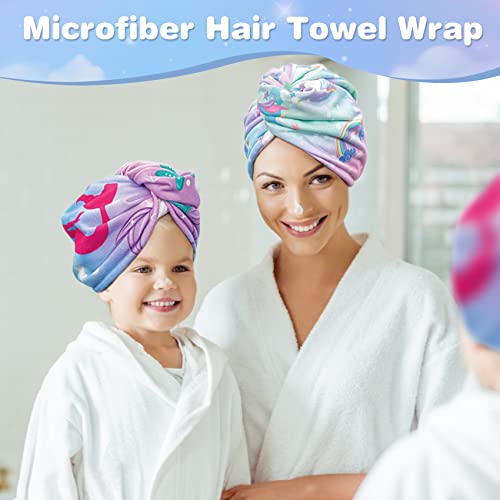 CBLBXYB 3 Pack Microfiber Hair Drying Towel, Super Absorbent Dry Hair Towel Instant Hair Dry Twisty Wrap with Button Anti Frizz Soft Bath Shower Cap Head Towel for Girls Women Ladies Kids