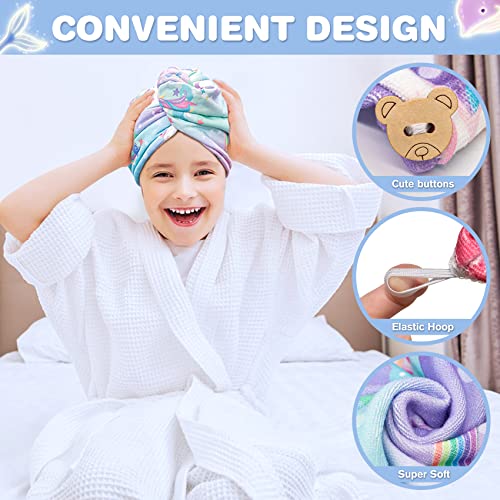 CBLBXYB 3 Pack Microfiber Hair Drying Towel, Super Absorbent Dry Hair Towel Instant Hair Dry Twisty Wrap with Button Anti Frizz Soft Bath Shower Cap Head Towel for Girls Women Ladies Kids