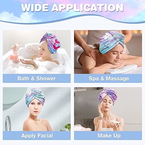 CBLBXYB 3 Pack Microfiber Hair Drying Towel, Super Absorbent Dry Hair Towel Instant Hair Dry Twisty Wrap with Button Anti Frizz Soft Bath Shower Cap Head Towel for Girls Women Ladies Kids