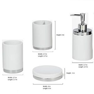 Roselli Trading Company 4pc - Hotel Bath Bathroom Accessory Set - Toothbrush Holder, Tumbler, Soap Dish, and Lotion Pump