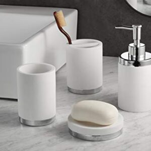 Roselli Trading Company 4pc - Hotel Bath Bathroom Accessory Set - Toothbrush Holder, Tumbler, Soap Dish, and Lotion Pump