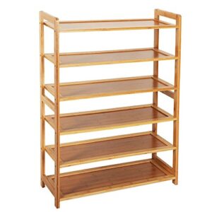 New 6 Tier Natural Wood Bamboo Shelf Entryway Storage Shoe Rack Home Furniture