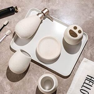 BLBYHO 6 Pieces Textured Ceramic Beige Bathroom Accessory Set, Farmhouse Bath Vanity Countertop Accessory Set, Include Soap Dispenser, Toothbrush Holder, 2 Tumbler, Soap Dish…