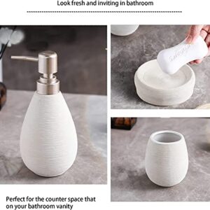 BLBYHO 6 Pieces Textured Ceramic Beige Bathroom Accessory Set, Farmhouse Bath Vanity Countertop Accessory Set, Include Soap Dispenser, Toothbrush Holder, 2 Tumbler, Soap Dish…