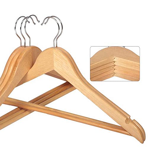 5Pcs Wooden Hangers, Smooth Finish Wooden Coat Hangers Practical Suit Wardrobe Storage Drying Rack Durable Closet Organizer(Yellow)