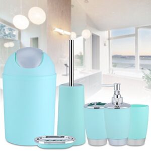 Ejoyous Bathroom Accessories Set 6 Piece Bath Accessory Bathroom Supplies Set with Bin Soap Holder Dish Dispenser Tumbler Toothbrush Holder, Mint Green