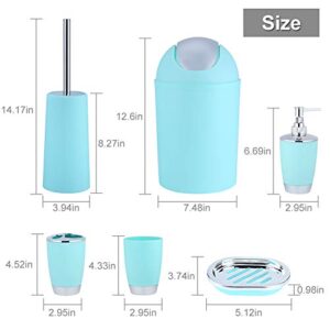 Ejoyous Bathroom Accessories Set 6 Piece Bath Accessory Bathroom Supplies Set with Bin Soap Holder Dish Dispenser Tumbler Toothbrush Holder, Mint Green