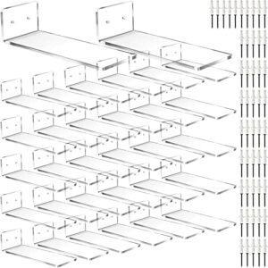 treela 30 pack floating shoe display shelf for closet acrylic clear shoe wall shelf wall mounted easy to install sneaker shelves for collections, includes cross screws, expansion tubes (rectangular)