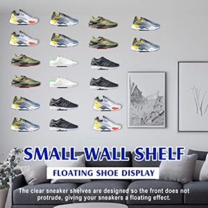 Treela 30 Pack Floating Shoe Display Shelf for Closet Acrylic Clear Shoe Wall Shelf Wall Mounted Easy to Install Sneaker Shelves for Collections, Includes Cross Screws, Expansion Tubes (Rectangular)