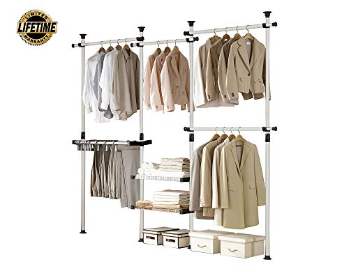 PRINCE HANGER, Deluxe Pants & Shelf Hanger, Clothing Rack, Clothes Organizer, Pants Hanger, Freestanding, Tension Rod, Closet system, Closet organizer, Clothes rack, Heavy Duty, PHUS-0052, Made in Korea