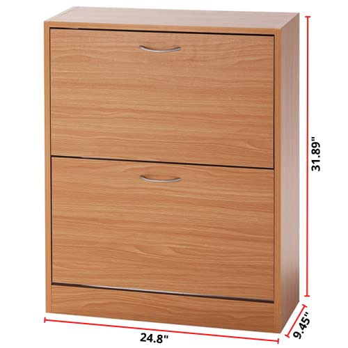 Yak About It Double Door Shoe Cabinet - Beech