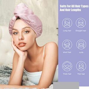 YoulerTex Microfiber Hair Towel Wrap Turban: 2Pack Drying Hair Twist Head Towels for Women Girls Curly Long Thick Wet Plopping Hair Quick Rapid Dry Anti Frizz Absorbent (Pink/White)