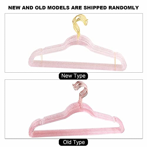 mumisuto Hangers,10Pcs Clothes Hangers 40cm Crystal Cut Hangers for Clothes,Heavy Duty Plastic Hanger Set Closet Wardrobe Hangers for Coat Jackets Pants Shirts T-Shirts Dresses (Pink)